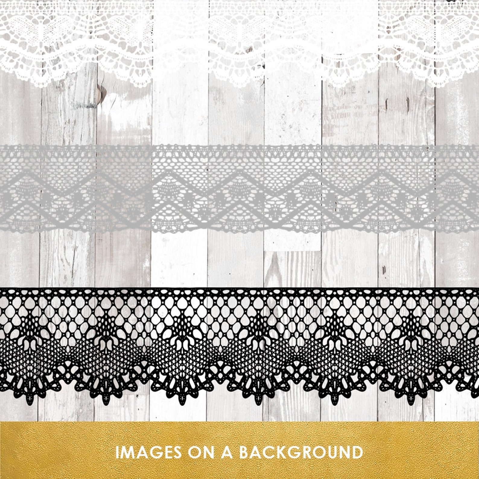 Lace Border Clipart Set in White Grey & Black Lace | Etsy