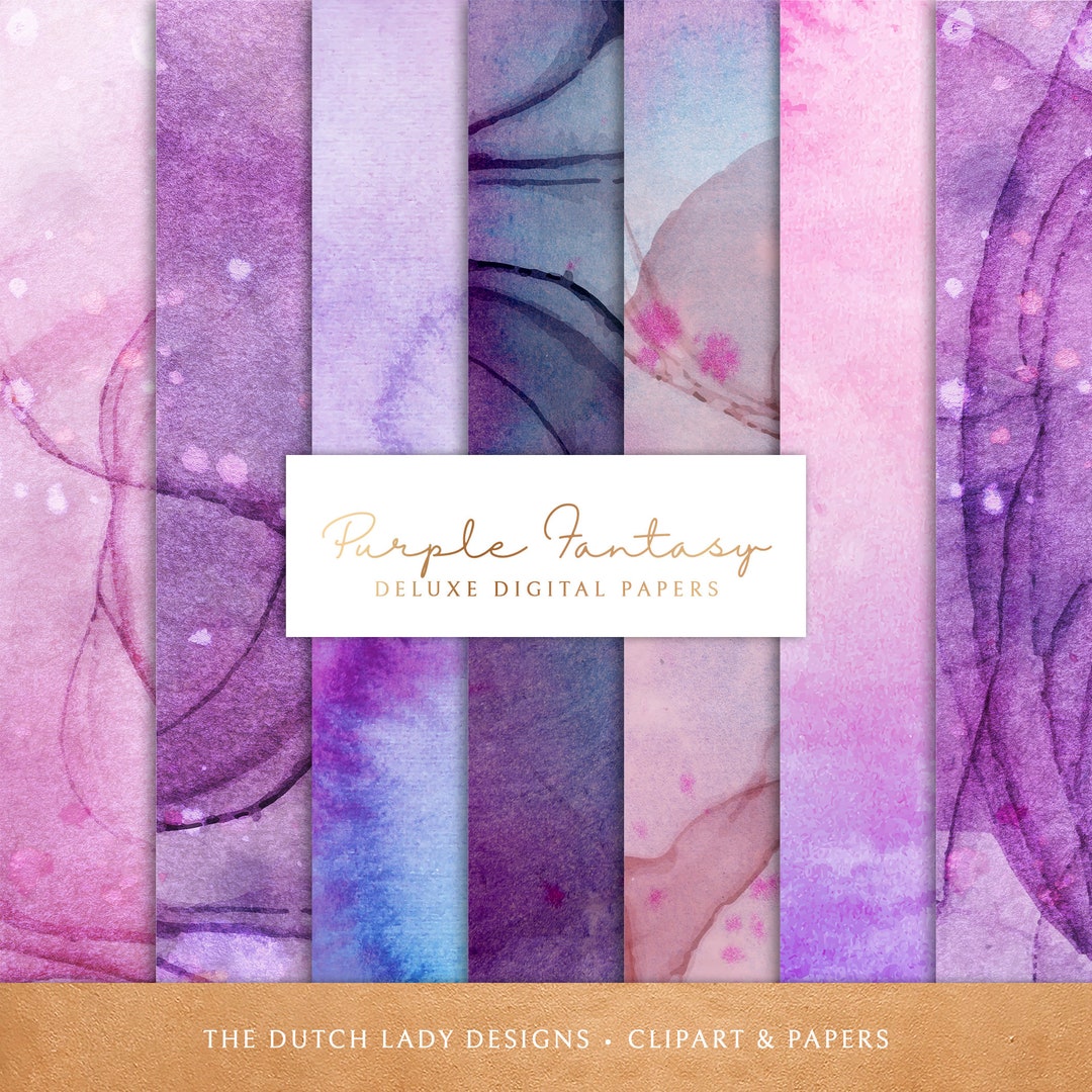 Purple Fantasy Digital Paper: Abstract Ink Art (7 .JPEG Files) (instant ...