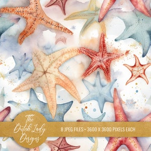 Watercolor Beach Digital Backgrounds - Printable Scrapbook Paper ...