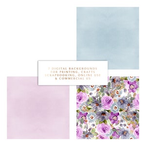 Digital Scrapbook Paper Set - Printable Backgrounds - Floral ...
