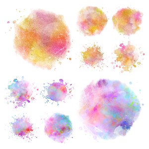Splattered Circle Clipart Set - Golden Ink Splatter Images - Multicolor ...