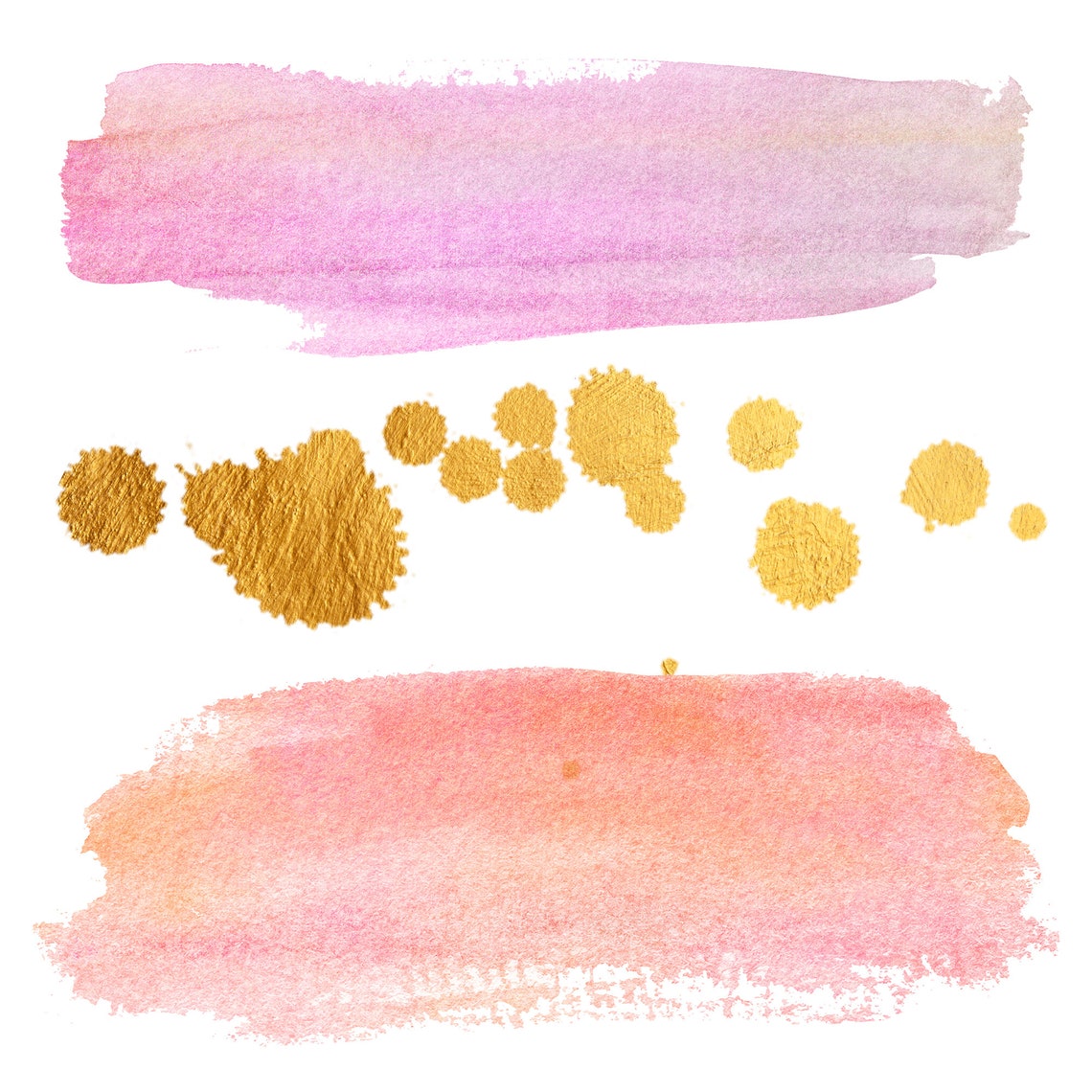 Orange & Pink Watercolor Decoration Clipart Set Waterpaint | Etsy