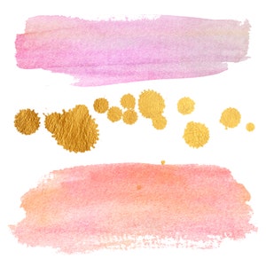 Orange & Pink Watercolor Decoration Clipart Set Waterpaint - Etsy