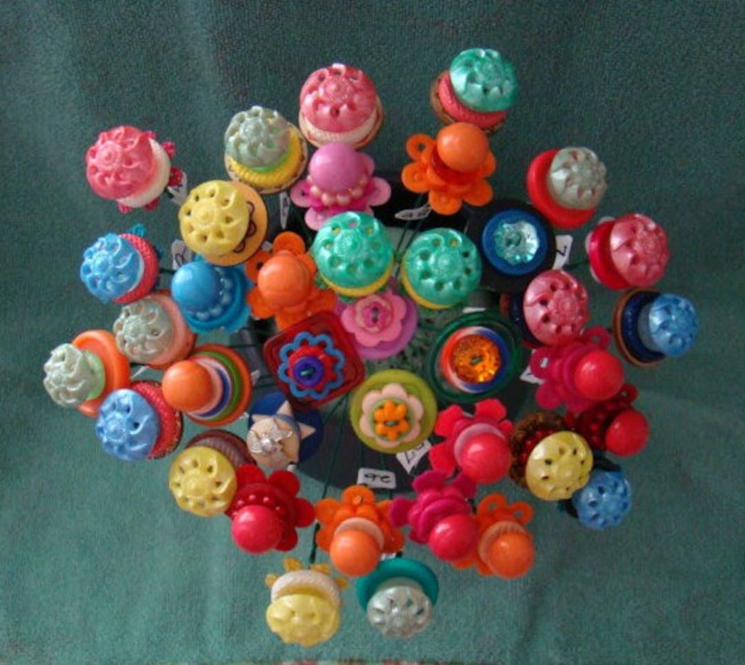 Colorful Medium Individual Button Flowers Batch #2 - Different Colors ...