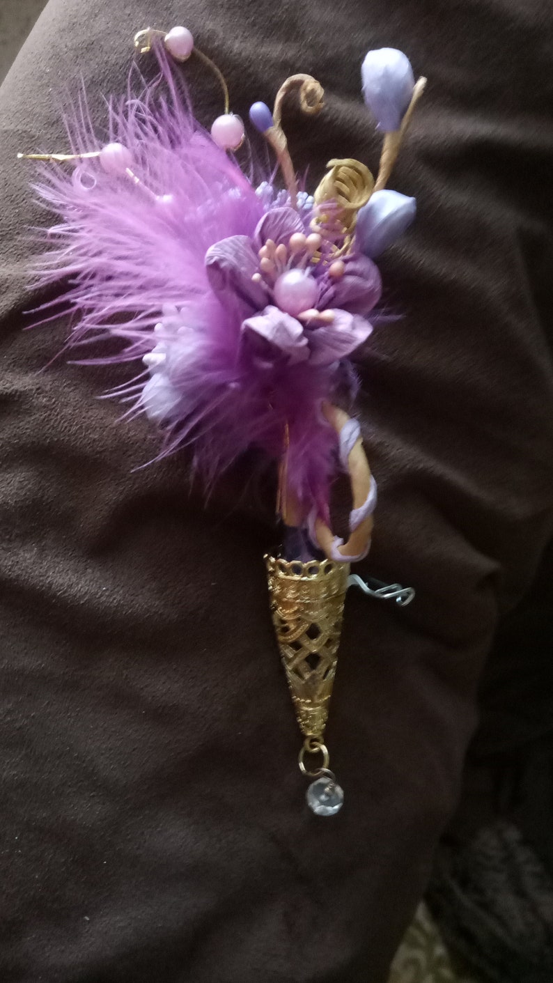 Super Fancy Tussie Mussie Flower Bouquet in a Metal Gold Filigree Cone ...