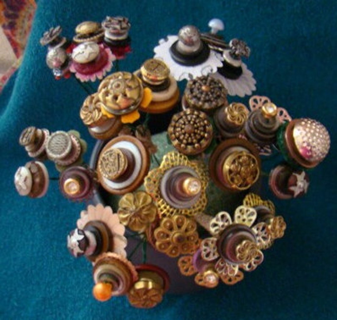 Handmade Mini Button Flower Bouquets in Metals - Etsy