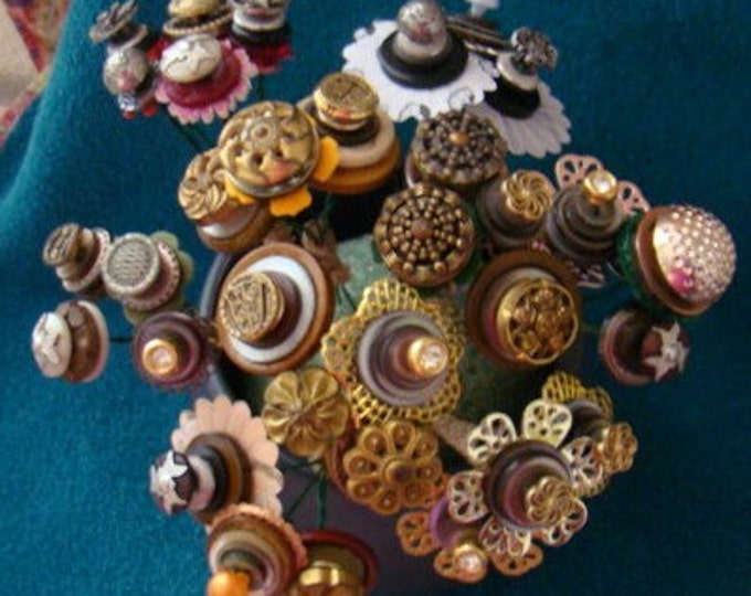 Handmade Mini Button Flower Bouquets in Metals - Etsy