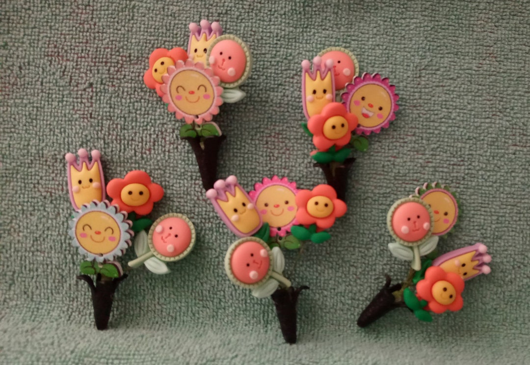 Tiny Tussie Mussie Happy Face Flowers Bouquet in an Enamel Metal Floral ...