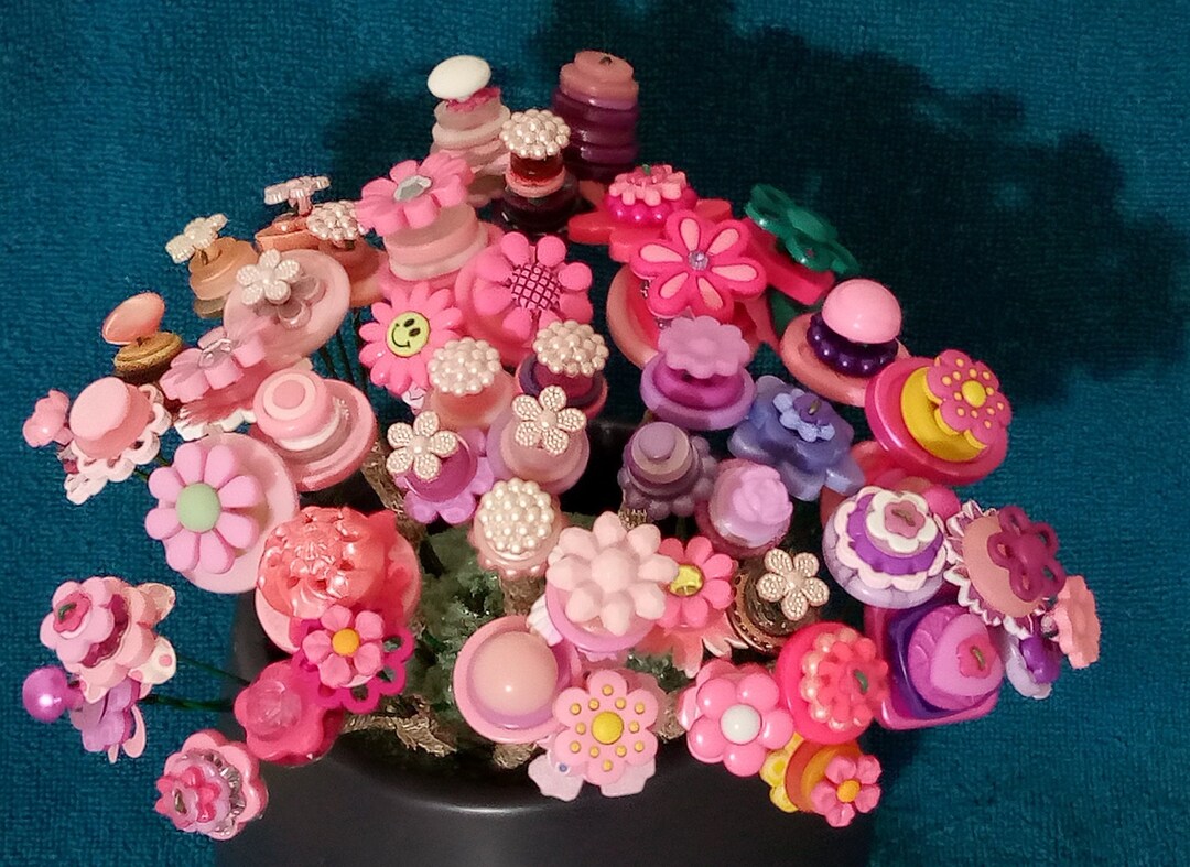 Handmade Mini Button Flower Bouquets in Pinks - Etsy