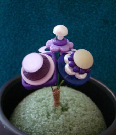 Handmade Mini Button Flower Bouquets in Purples - Etsy
