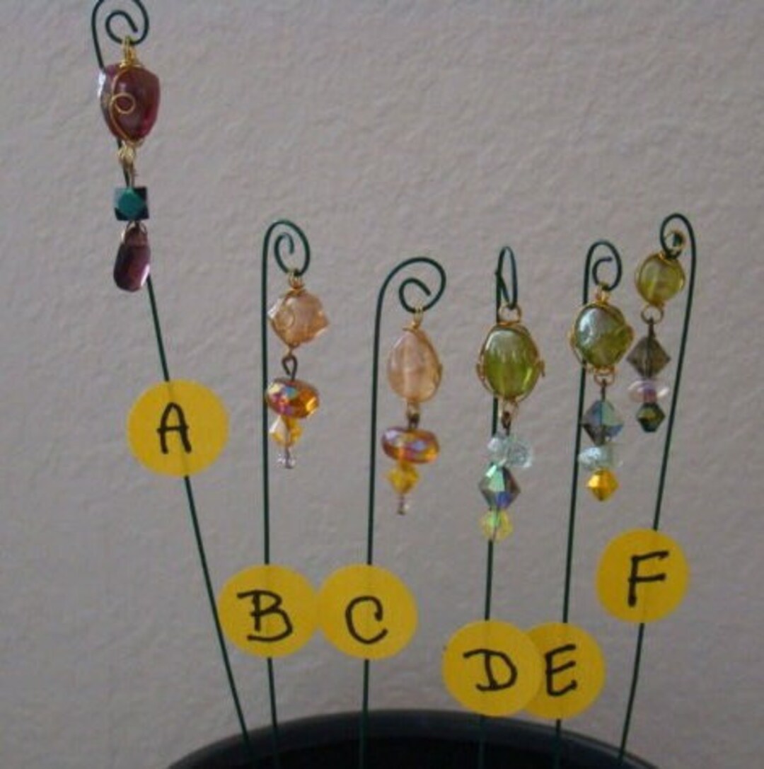 Mini Fairy Garden Dangling Jewels Beaded Plant Pick Garden Stake Plant ...