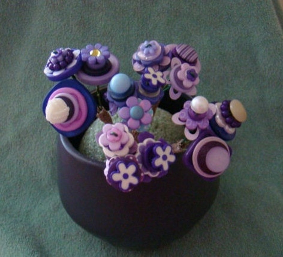 Handmade Mini Button Flower Bouquets in Purples - Etsy