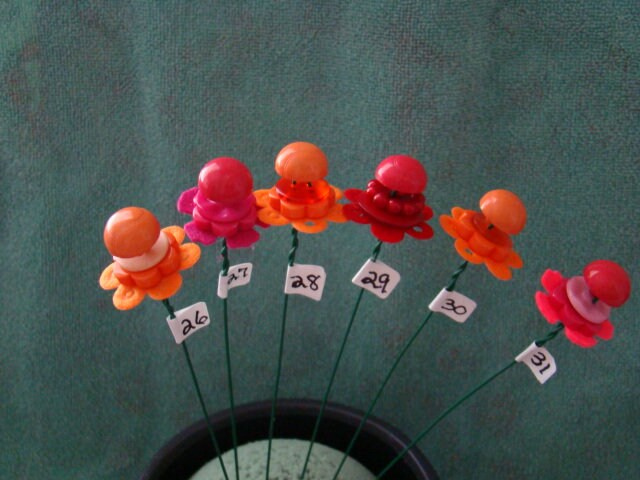 Colorful Medium Individual Button Flowers Batch 2 Different Colors ...