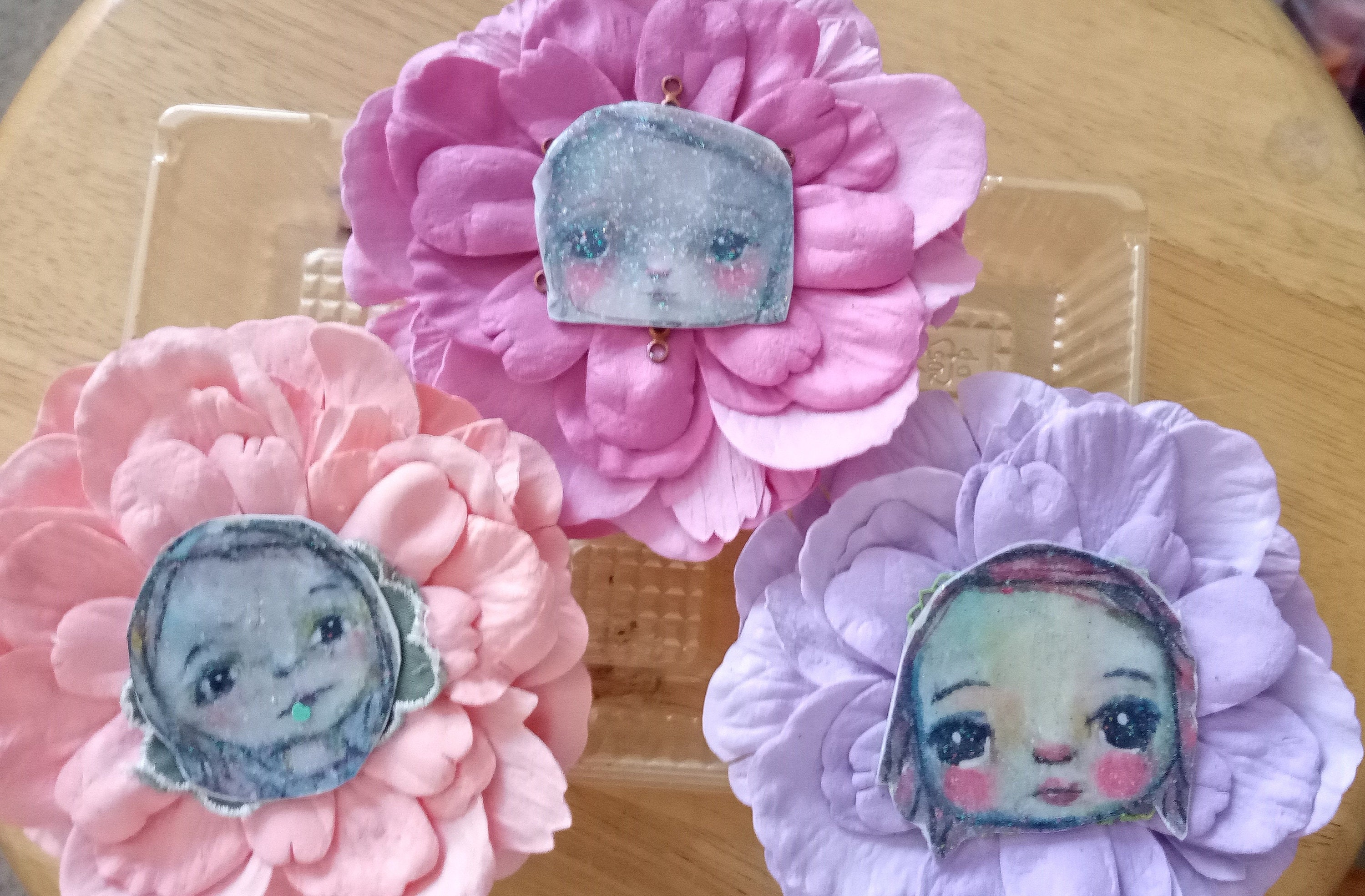 Big Flower Head Bouquet With "art Drawn" Faces Fancy Plant Picks Indoor ...
