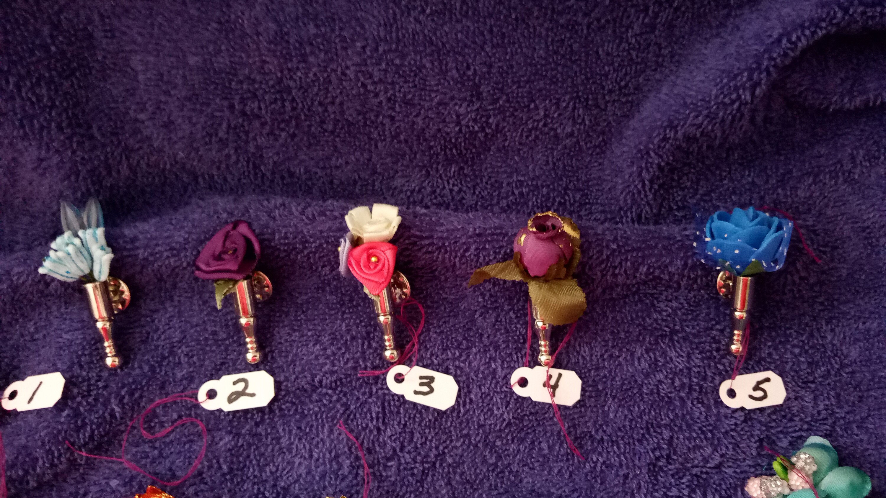 Super Micro Tiny Tussie Mussie Flower Bouquet in a Metal Tube Vase With ...