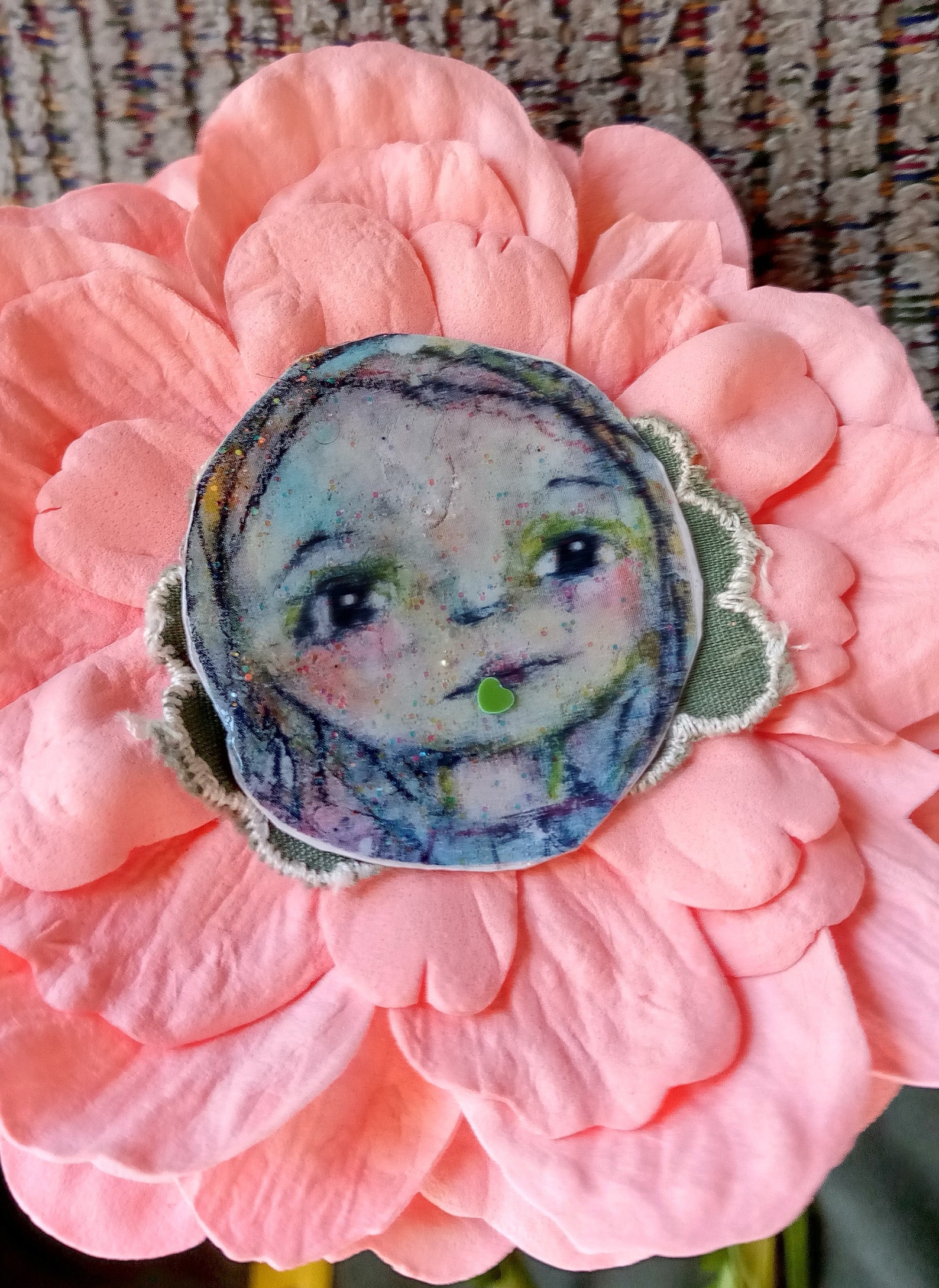 Big Flower Head Bouquet With "art Drawn" Faces Fancy Plant Picks Indoor ...