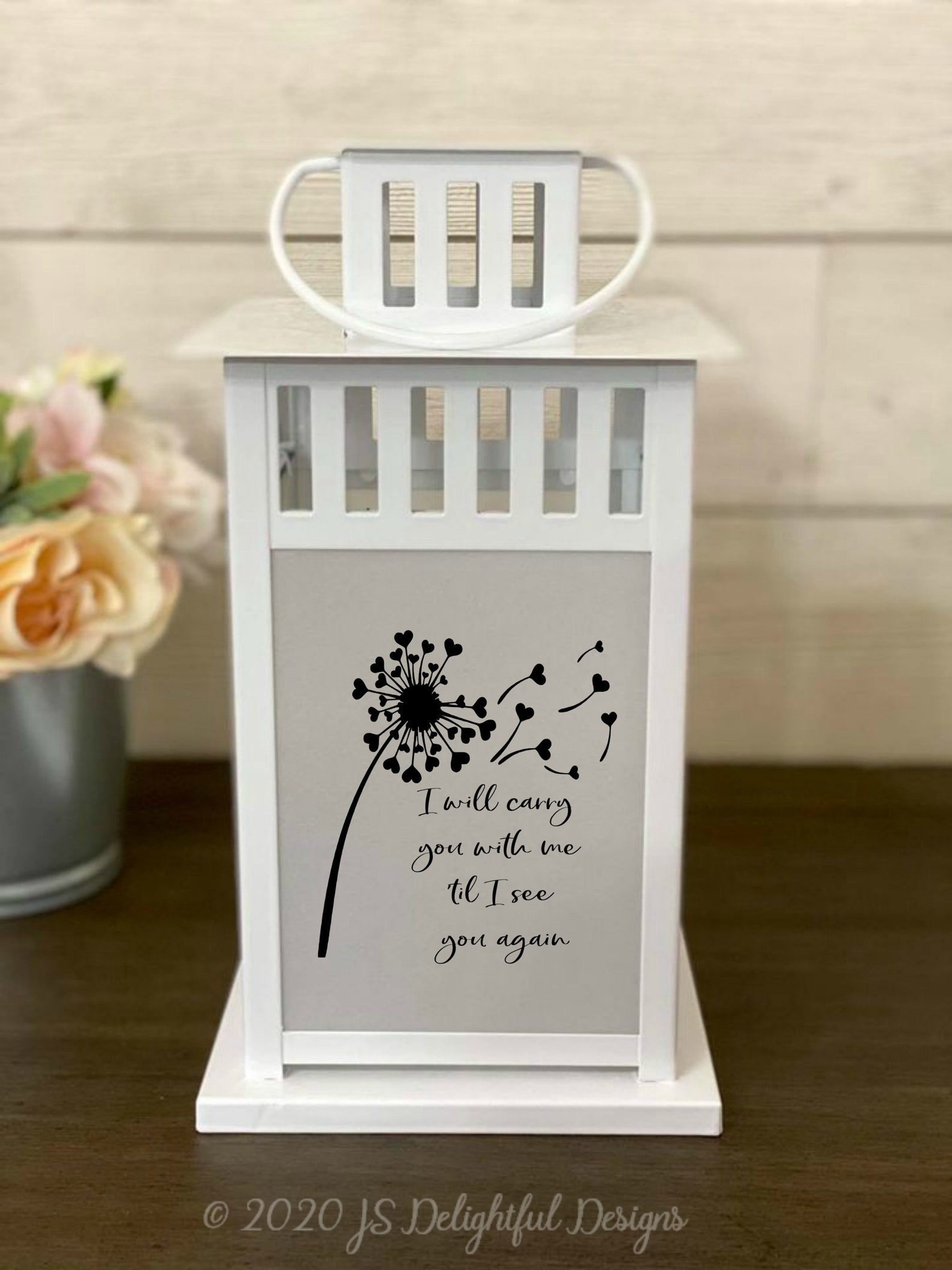 Memorial Lantern With Dandelion Design - Sympathy Gift, Remembrance ...