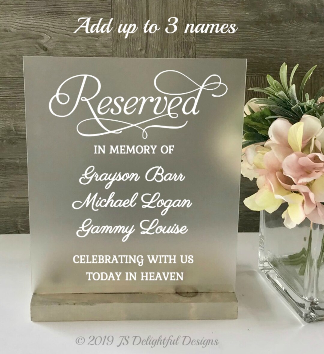 Reserved in Memory of Wedding Memorial Sign, Frosted Memorial Sign ...