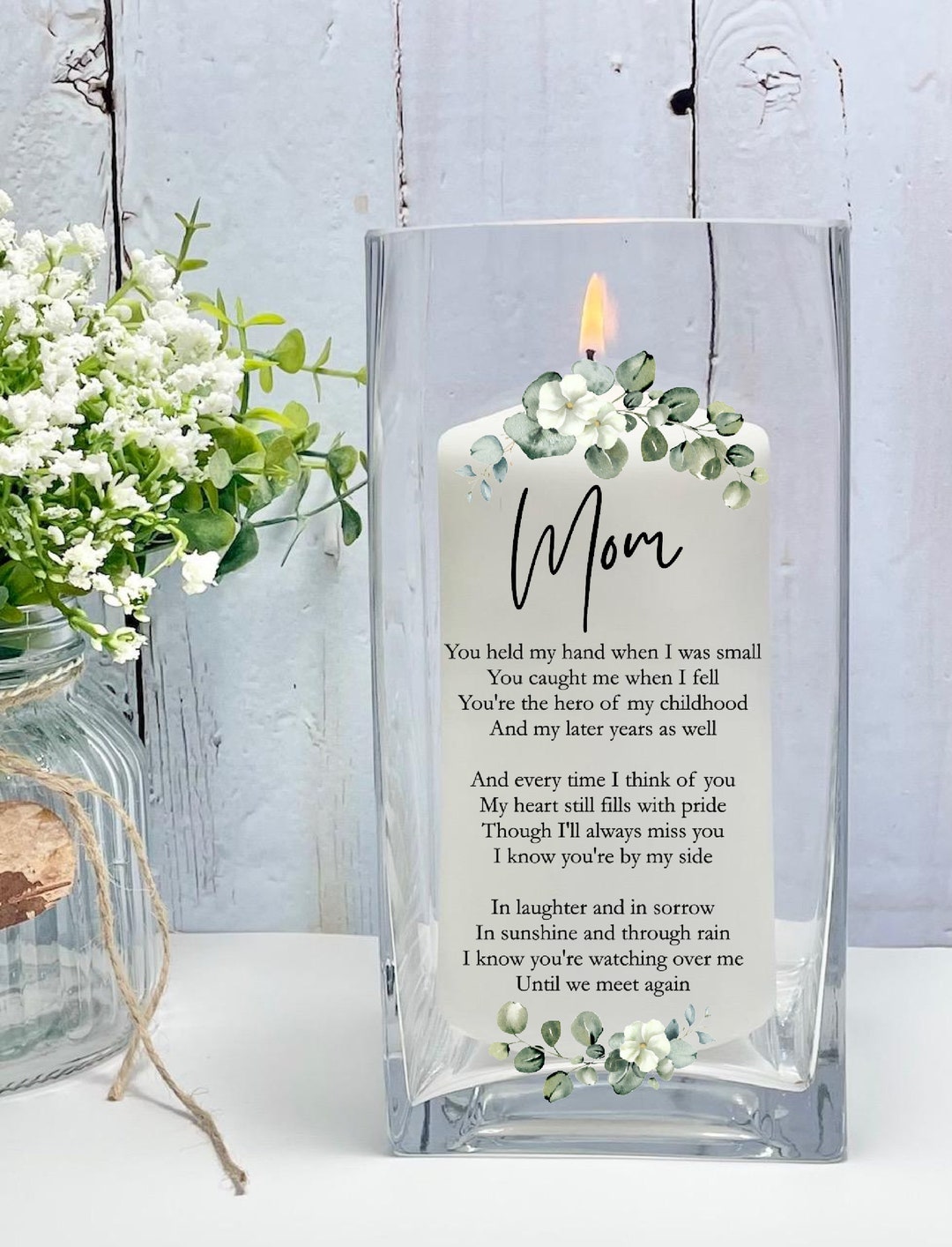 Memorial Glass Candle Holder: Loss of Mom Sympathy Gift - Etsy