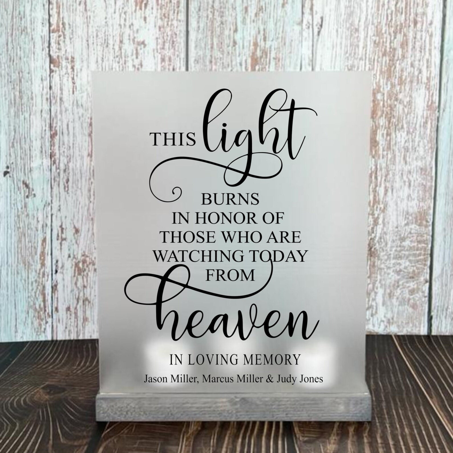 Personalized Wedding Memorial Sign, This Light Burns, Remembrance Table ...