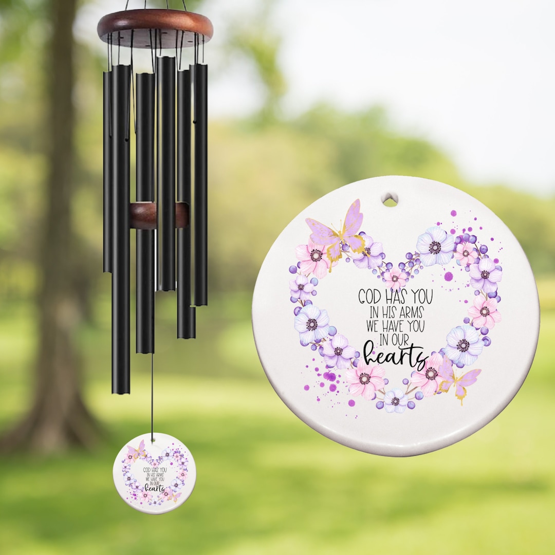 God Has You in His Arms, Memorial Wind Chime, Sympathy Butterfly ...