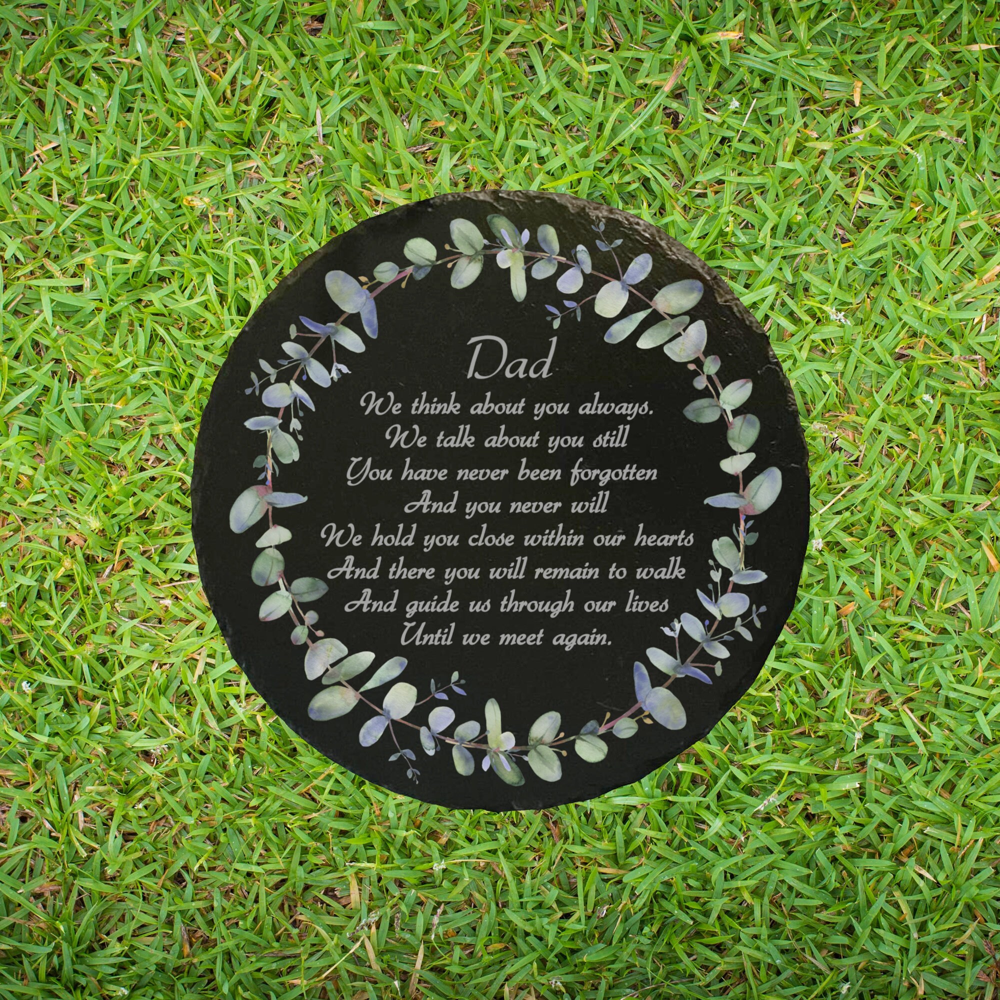 Memorial Garden Stone, Loss of Father, Personalized Slate Grave Marker ...