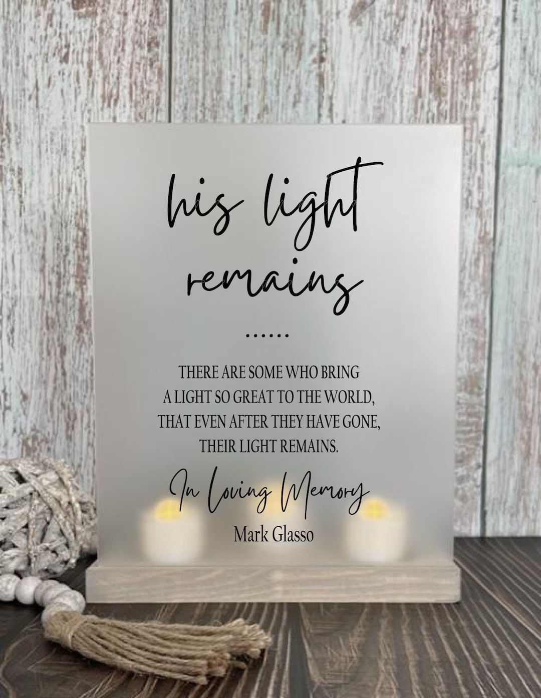 Memorial Sign, His Light Remains, Remembrance Candle - Etsy