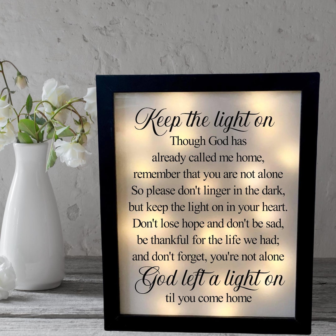 Sympathy Gift Lighted Shadow Box - Keep the Light on - Memorial ...