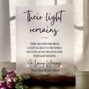 Their Light Remains, Memorial Sign, Sympathy Gift, Loss of Loved One ...