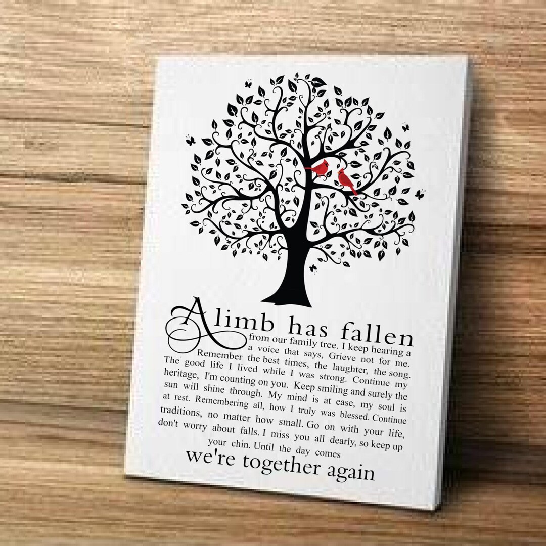 A Limb Has Fallen From Our Family Tree, Sympathy Gift, Memorial Canvas ...