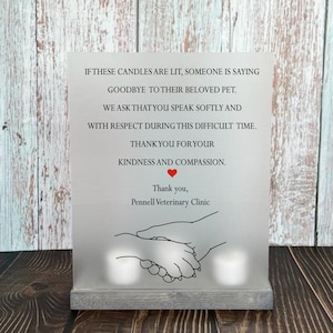 Veterinary Office Compassion Candle, Pet Loss Gift, Euthanasia Sign Vet ...