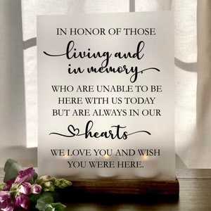 In Honor and Loving Memory Wedding Memorial Sign, Acrylic Wedding ...