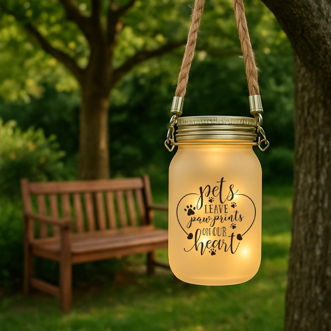 Pet Memorial Solar Jar, Sympathy Gift, Grave Marker - Etsy