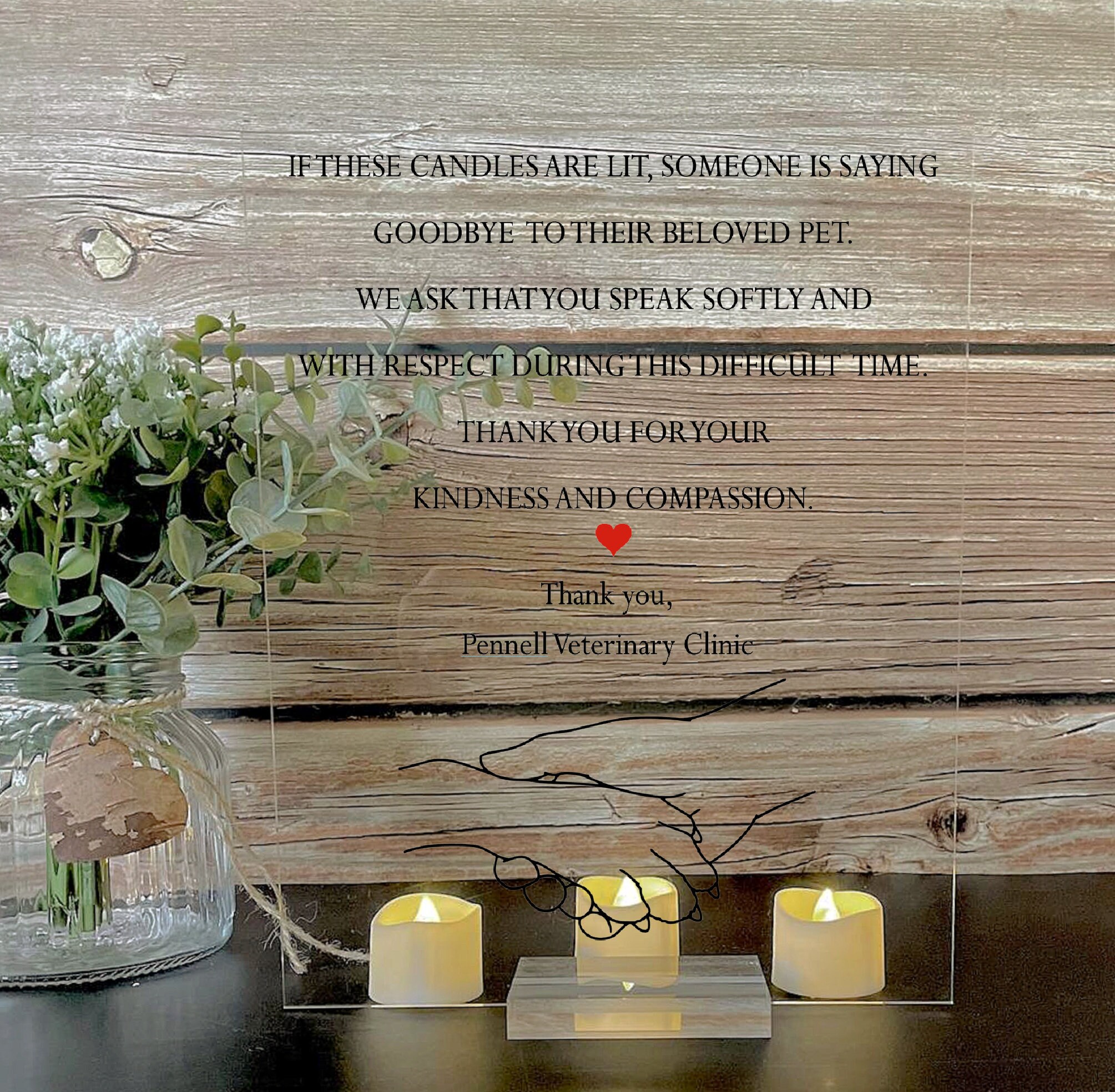 Veterinary Office Compassion Candle, Pet Loss Gift, Euthanasia Sign Vet ...