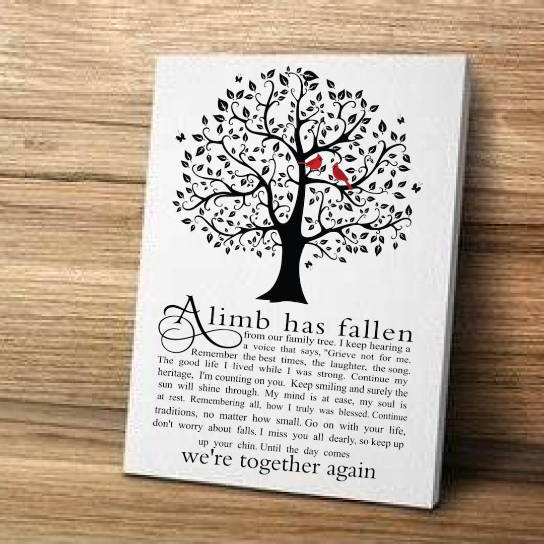 A Limb Has Fallen From Our Family Tree, Sympathy Gift, Memorial Canvas ...