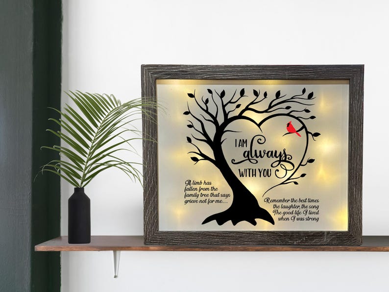 Memorial Shadow Box With LED Lights, Cardinal Remembrance, Sympathy ...