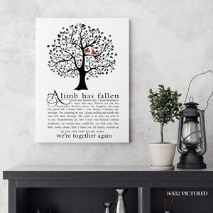 A Limb Has Fallen From Our Family Tree, Sympathy Gift, Memorial Canvas ...