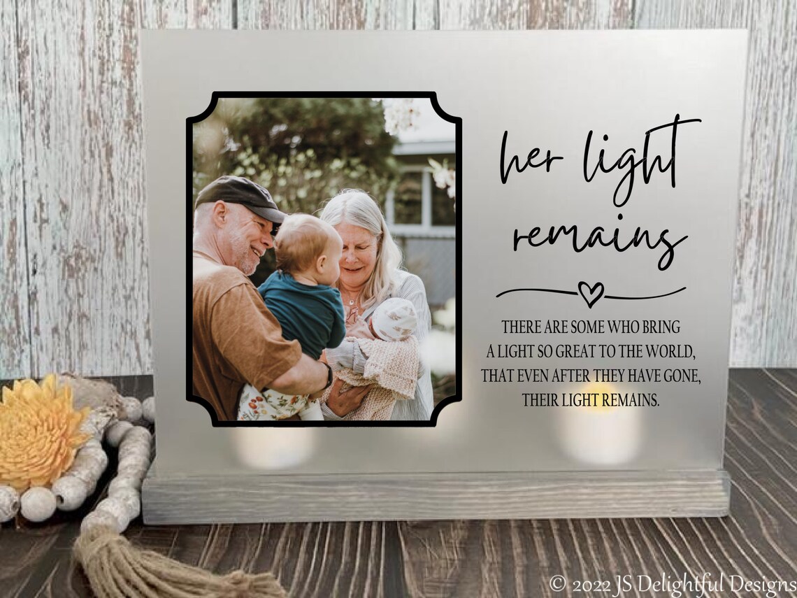 Her Light Remains, Lighted Memorial Sign, Sympathy Gift, Remembrance ...
