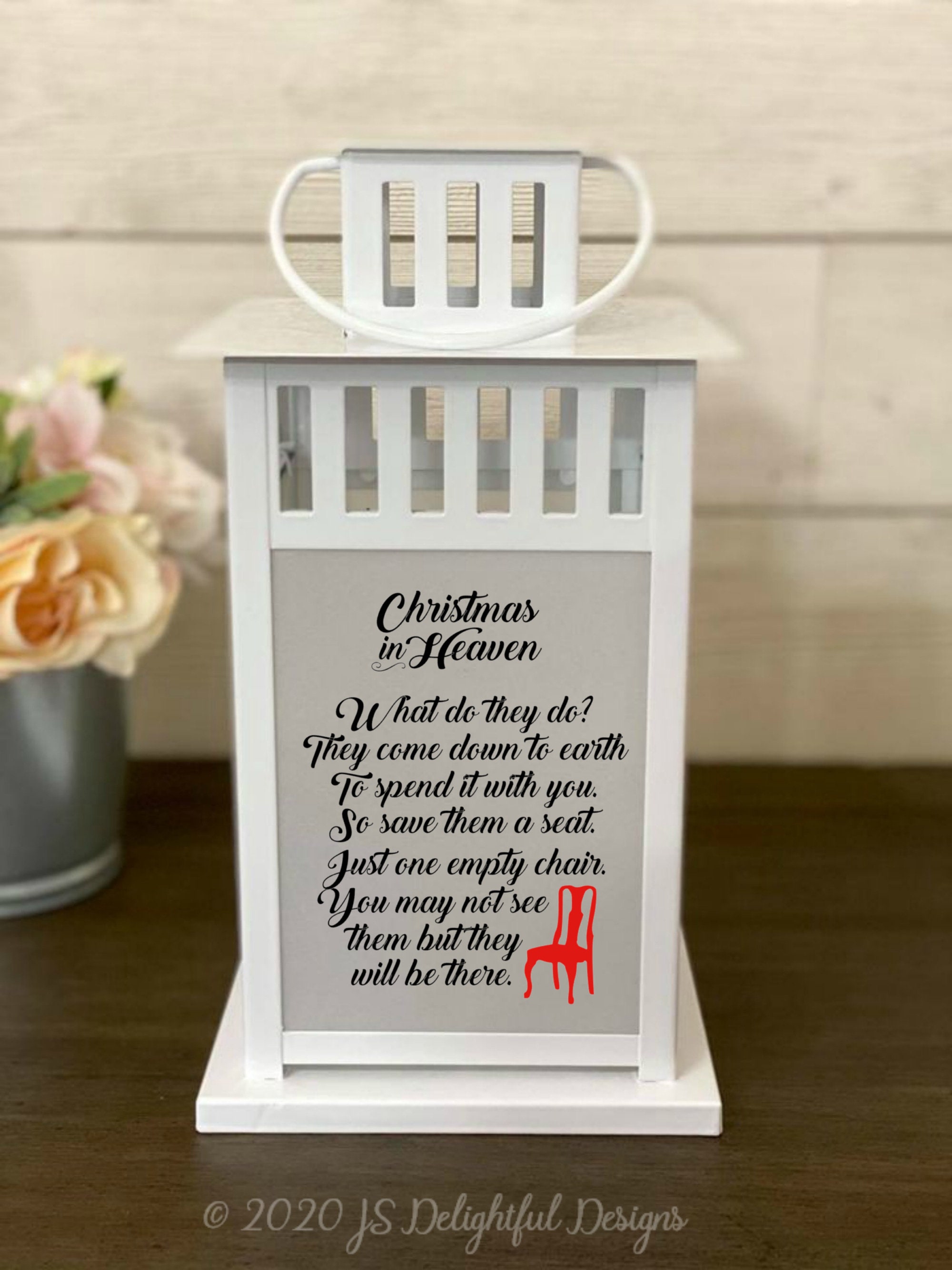 Christmas in Heaven Lantern, Memorial Gift, Remembrance, Empty Chair ...