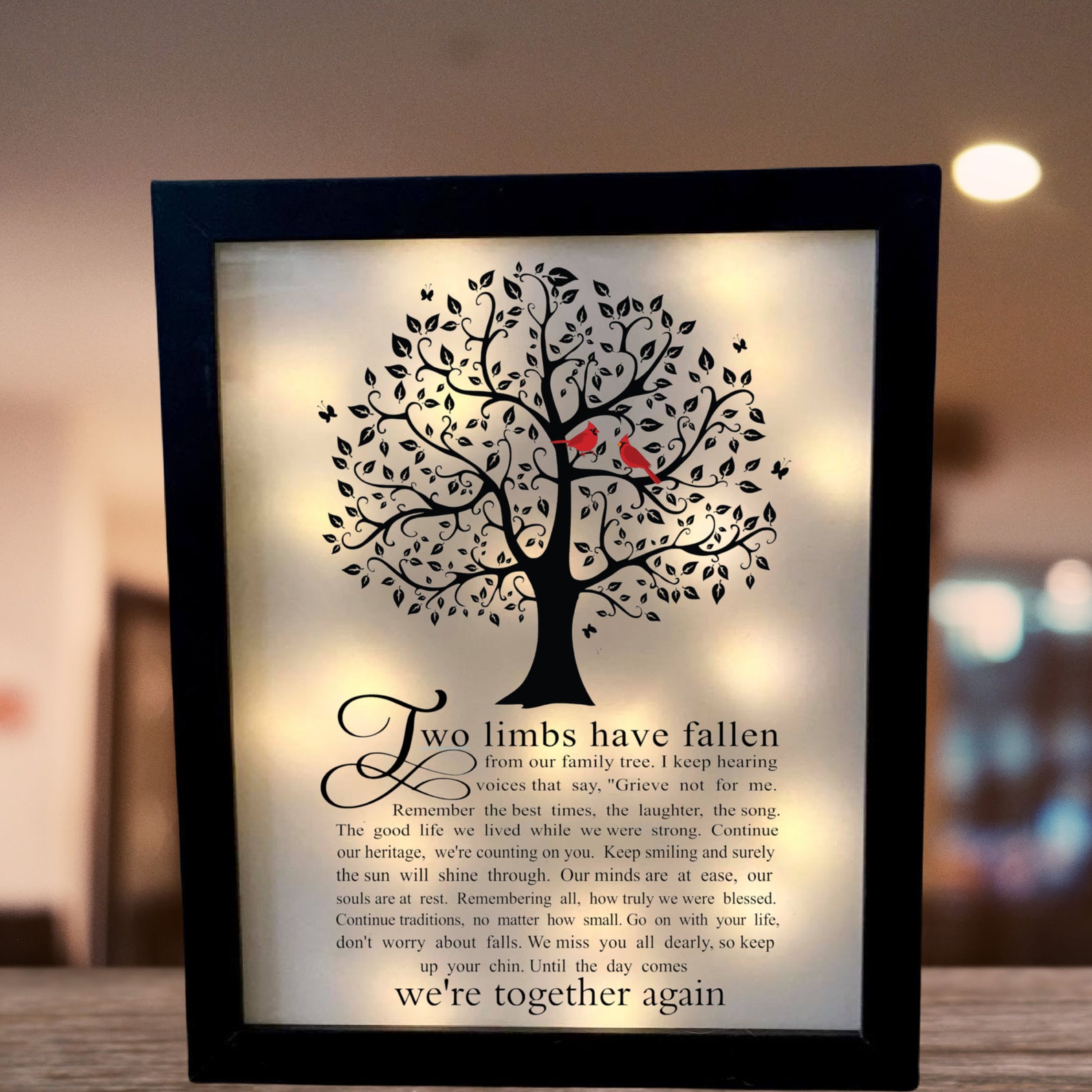 Two Limbs Have Fallen From Our Family Tree, Sympathy Gift, Shadowbox ...