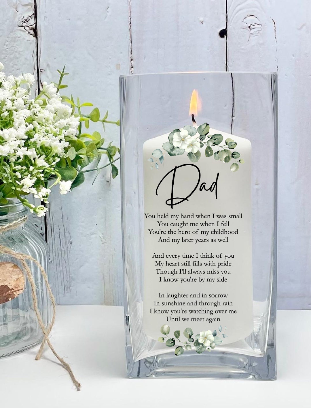 Memorial Glass Candle Holder, Loss of Dad Sympathy Gift - Etsy