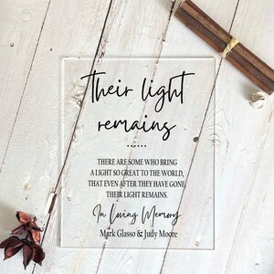 Their Light Remains, Memorial Sign, Sympathy Gift, Loss of Loved One ...