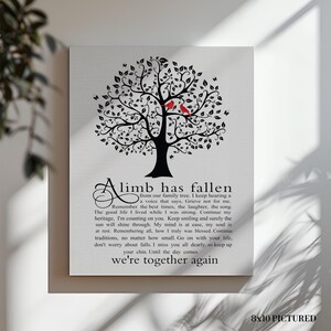 A Limb Has Fallen From Our Family Tree, Sympathy Gift, Memorial Canvas ...