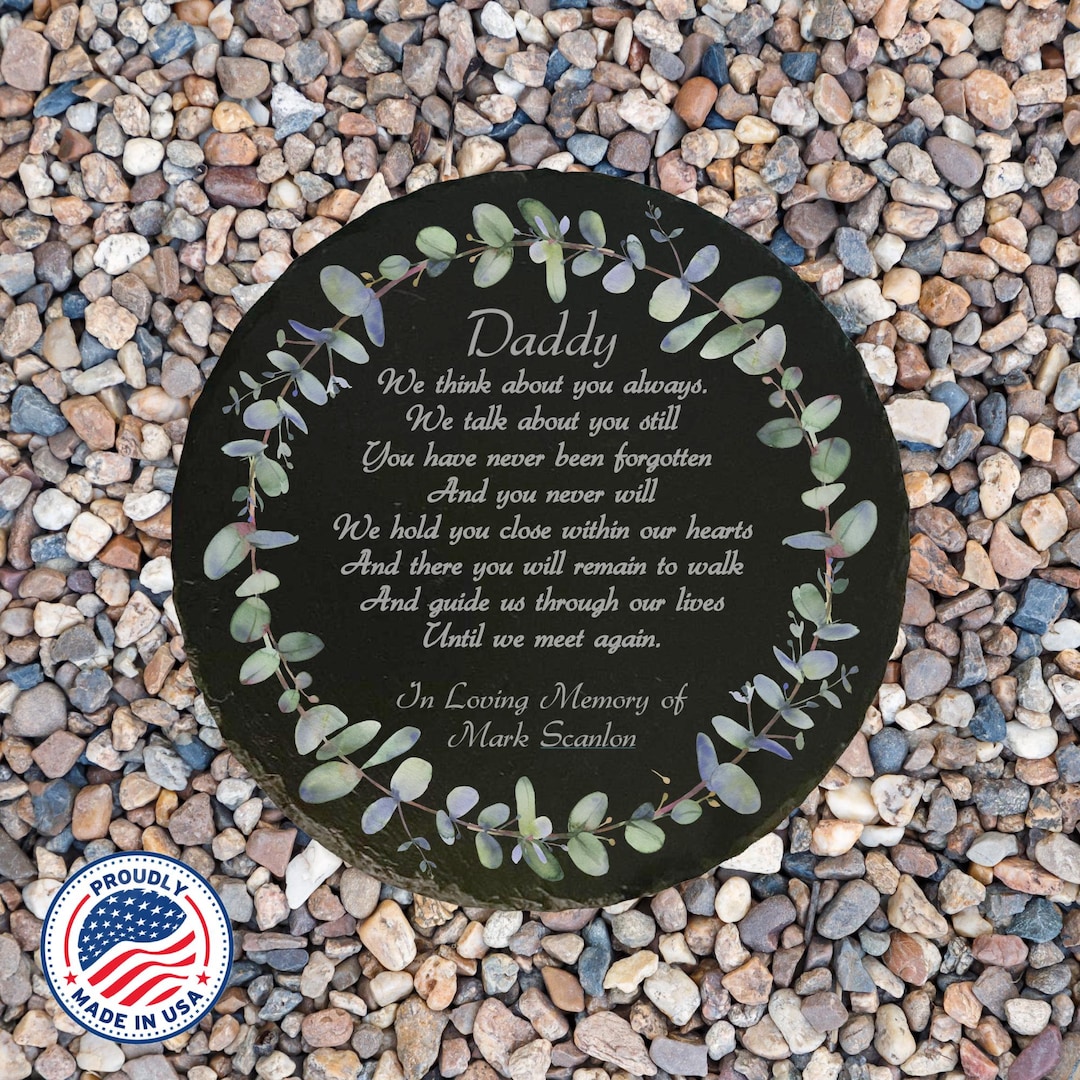 Memorial Garden Stone, Loss of Father, Personalized Slate Grave Marker ...