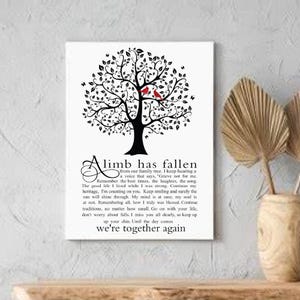A Limb Has Fallen From Our Family Tree, Sympathy Gift, Memorial Canvas ...