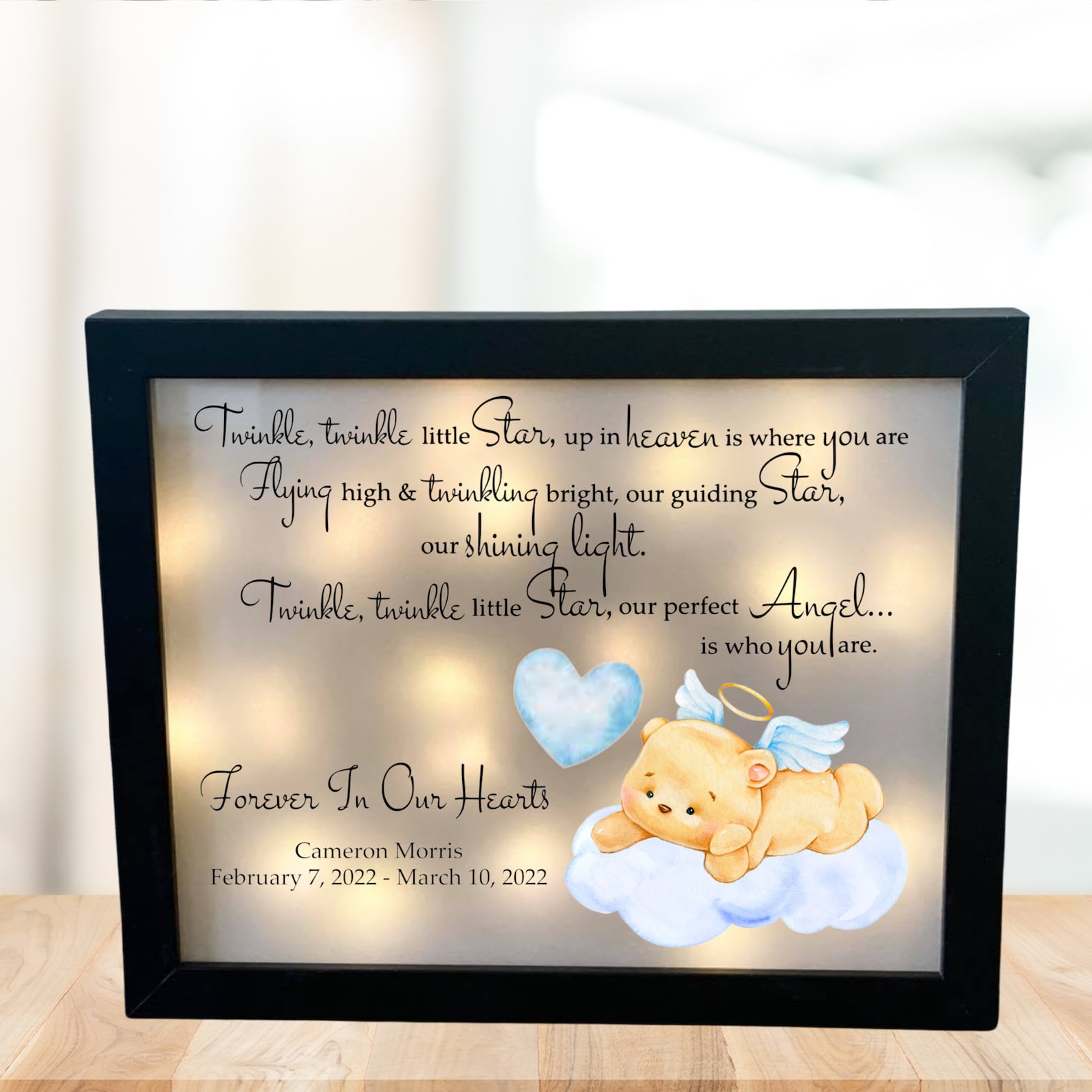 Personalized Memorial Shadow Box, Loss of Child Remembrance, Lighted ...