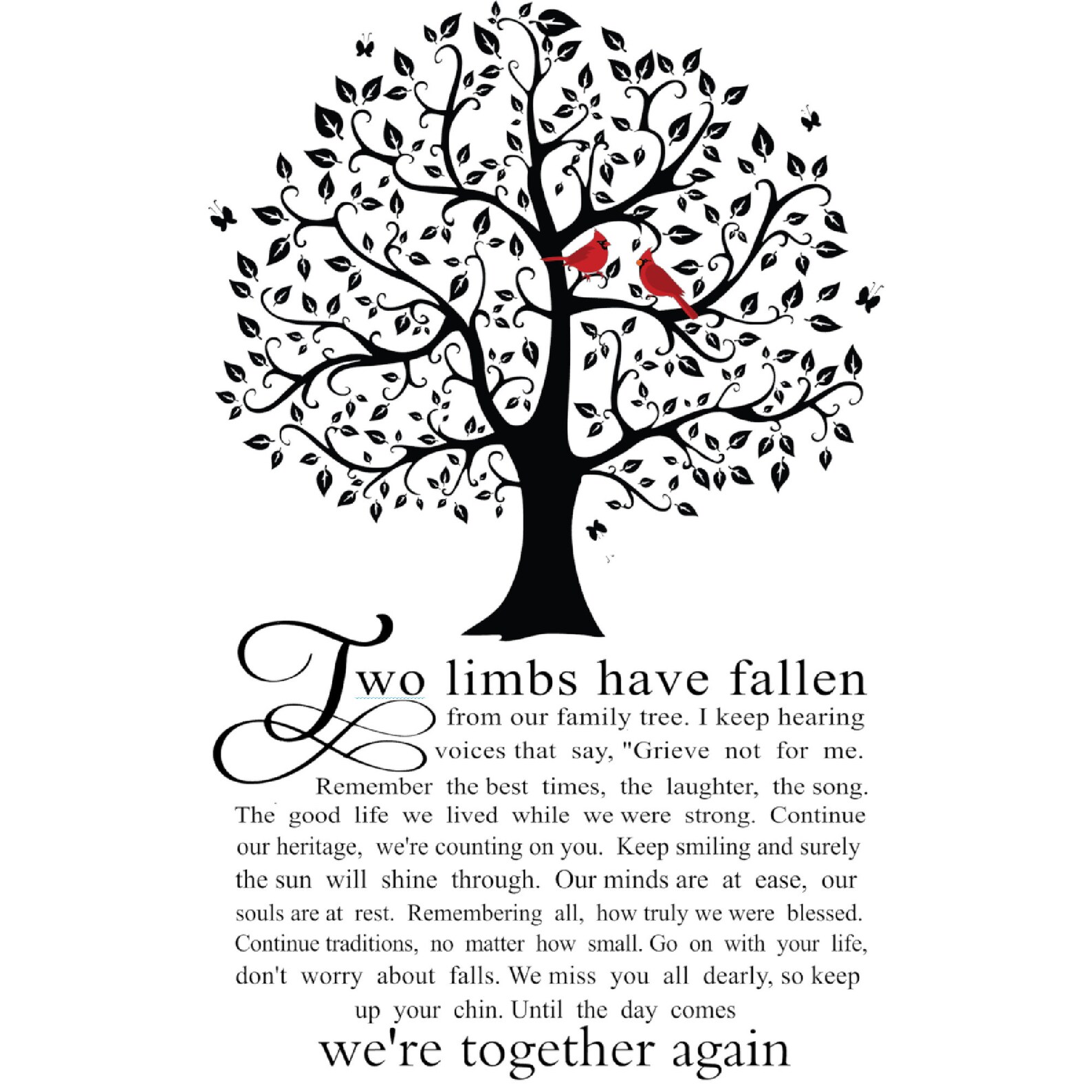 Two Limbs Have Fallen From Our Family Tree, Sympathy Gift, Shadowbox ...