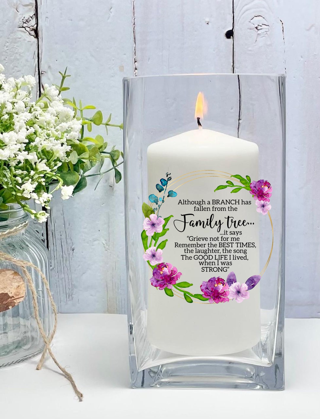 Memorial Candle Vase, Loss of Loved One Remembrance Gift - Etsy