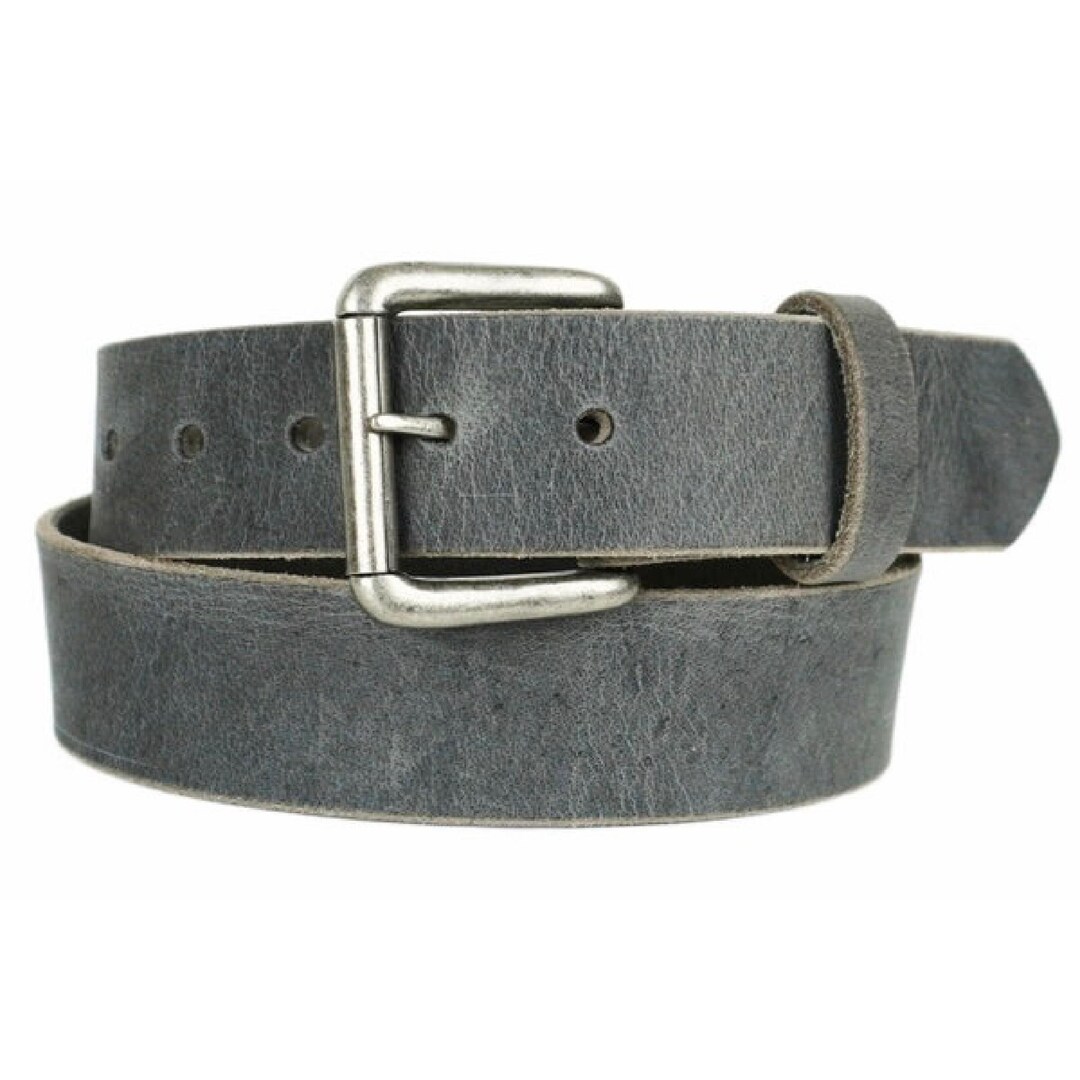 Slate Gray Leather Belt With Snaps and Changeable Buckle/gifts for Him ...