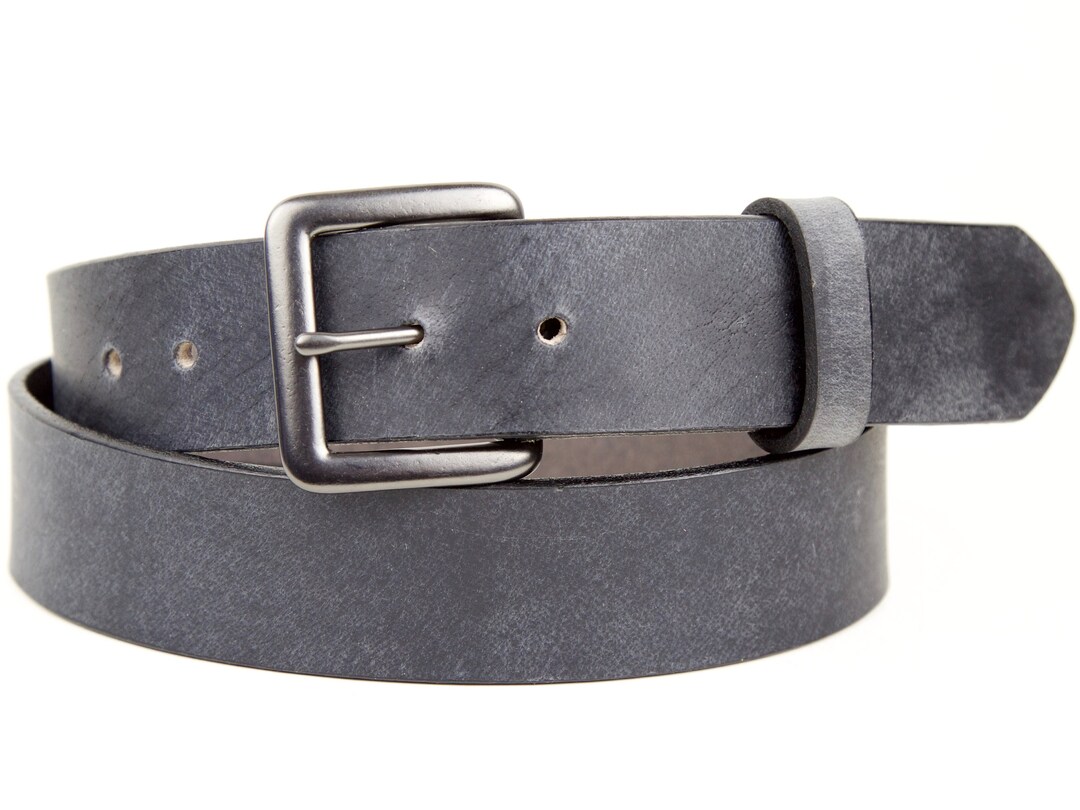 Slate Grey Leather Belt With Snap and Changeable Buckle/gifts for Him ...